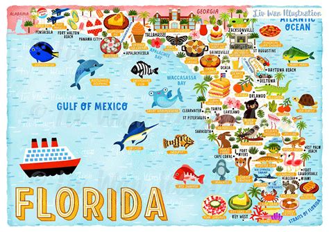 Florida Map Poster Explore The Sunshine State