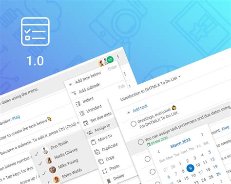 dhtmlx to do list 1 0 with advanced task assignment inline editing