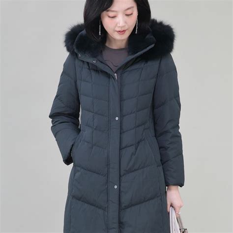 포스티 백화점 폭스 여우털 후드 토끼털 렉스 카라 구스 누빔 겨울 롱 패딩 빅사이즈 J12365