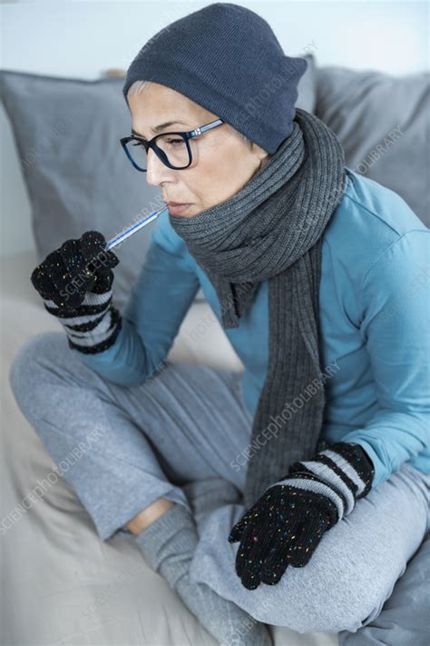Woman Measuring Body Temperature Stock Image F Science Photo Library