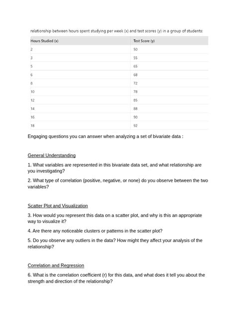 Bivariate Data Activity Pdf