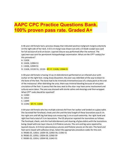 Aapc Cpc Practice Questions Bank 100 Proven Pass Rate Graded A