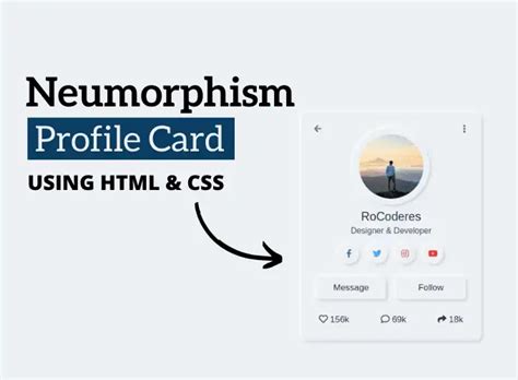 How To Make Neumorphism Profile Card Using Html And Css Rocoderes
