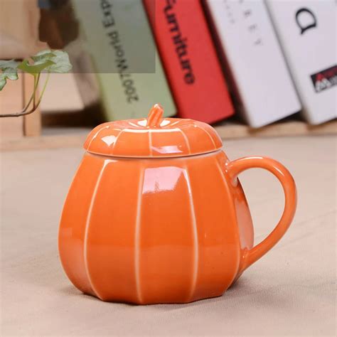 300ml Pumpkin Coffee Mug Halloween Ceramic Cup Western Round Office Cup
