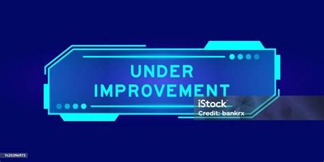 파란색 배경의 사용자 인터페이스 화면에서 개선중인 단어가있는 미래 지향적 인 Hud 배너 개선에 대한 스톡 벡터 아트 및 기타 이미지 개선 건설 기계류 건설 현장