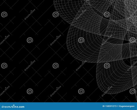 3d Wire Frame Mesh Structure Isolated On Black Stock Illustration Illustration Of Frame Line