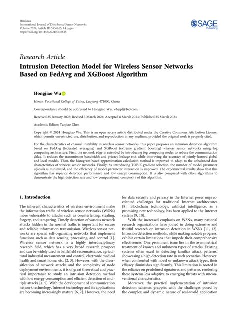 Pdf Intrusion Detection Model For Wireless Sensor Networks Based On