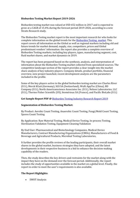 Ppt Bioburden Testing Market Powerpoint Presentation Free Download