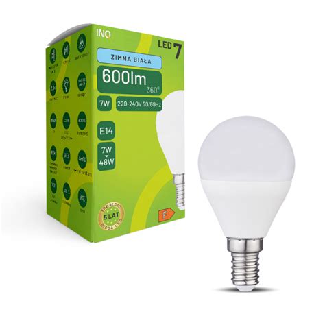 Led G45 E14 7w Kulka 600lm 6500k Inq