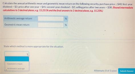 Solved Calculate The Annual Arithmetic Mean And Geometric Chegg Com