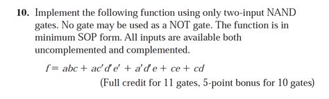 Solved Implement The Following Function Using Only Chegg