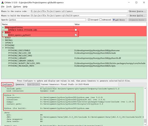 Win10 下，使用 Cmake Vs2015 Python3 第三方库（opencvcontrib） 配置和编译 Opencv