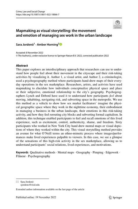 PDF Mapmaking As Visual Storytelling The Movement And Emotion Of Managing Sex Work In The