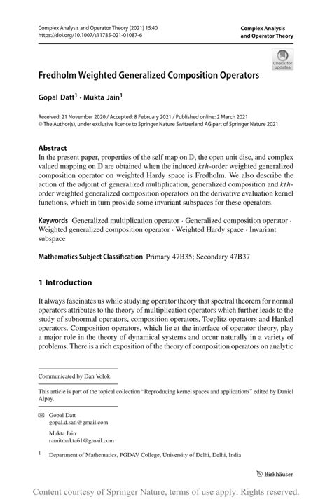 Fredholm Weighted Generalized Composition Operators Request Pdf