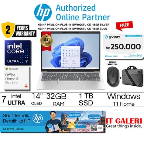 Promo Laptop Hp Pavilion Plus Ew Tu Ew Tu Intel Ultra H Ram Gb Ssd Tb Layar