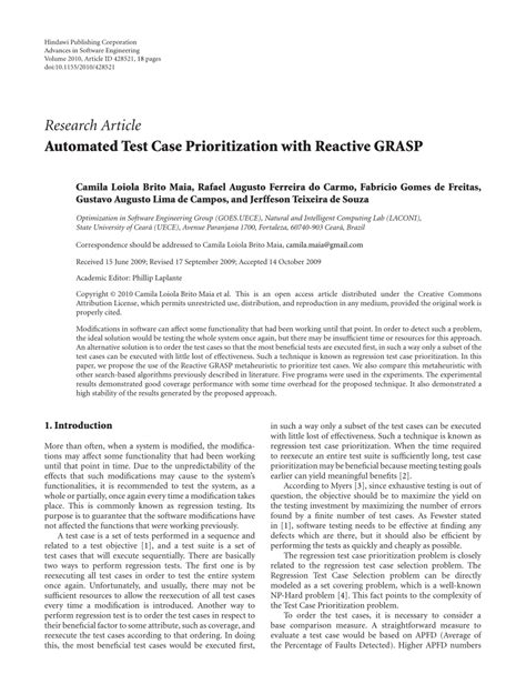 Pdf Automated Test Case Prioritization With Reactive Grasp