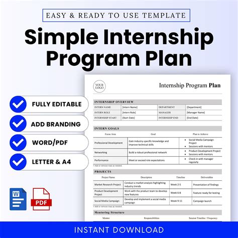 Internship Program Plan Template Word Pdf Intern Onboarding Plan