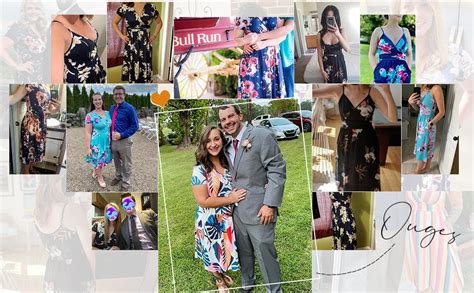 Ouges Womens Summer Short Sleeve V Neck Floral Casual Ladies Dress