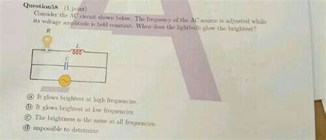 Solved Consider The AC Circuit Shown Below The Frequency Of Chegg