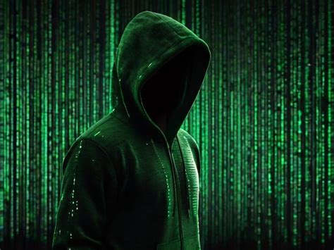 Cyber Security Hacker With Binary Background Premium Ai Generated Image