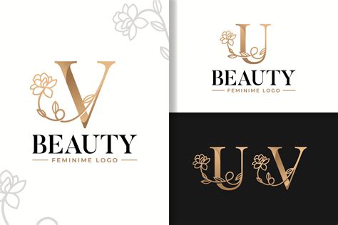 Feminine Monogram Logo With Flower Letter U And V 11873406 Vector Art At Vecteezy