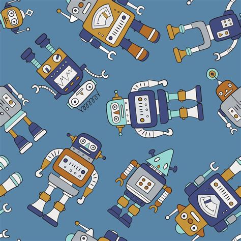 Printable Robot Patterns Pattern Of The Toy Robots Poster By