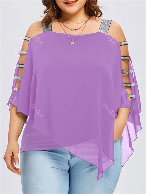 35 Off Plus Size Ladder Cut Flowy Blouse Rosegal