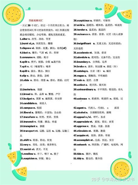 英语四级高频单词 知乎