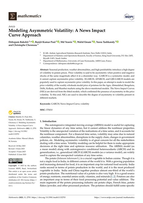 Pdf Modeling Asymmetric Volatility A News Impact Curve Approach