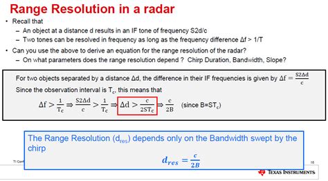 AWR1443BOOST Range Resolution Calculation Sensors Forum Sensors TI E2E Support Forums