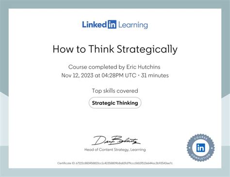 Eric Hutchins On Linkedin Certificate Of Completion