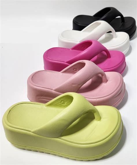 7628 푹신한 구름 쿠션 Eva 통굽 쪼리 슬리퍼 플리플랍 6cm굽 에이블리