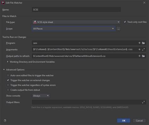 File Watcher For Sass Not Updating The Css File After The First Time