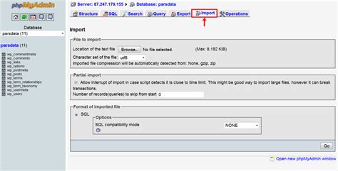 مدیریت دیتابیس mysql از طریق phpmyadmin