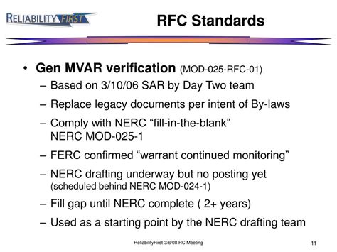 PPT Reliability Standards Update Reliability First Corporation RFC Compliance Workshop