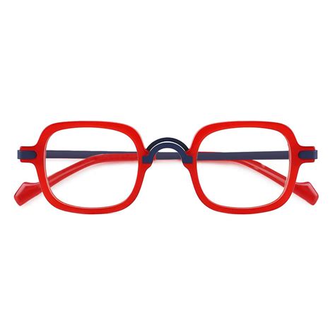 22215 Rectangle Square Red Eyeglasses Frames Leoptique
