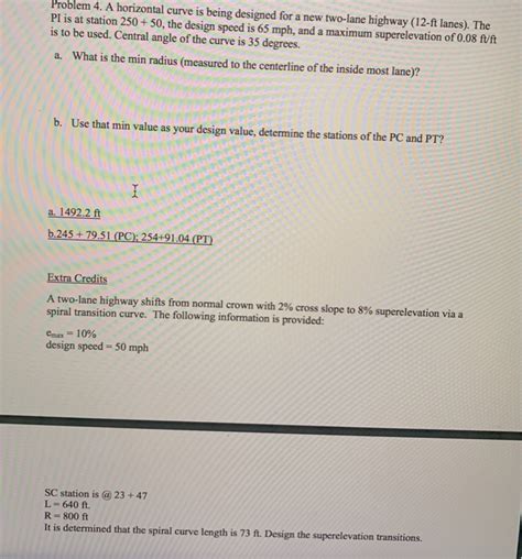 solved problem 4 a horizontal curve is being designed for a