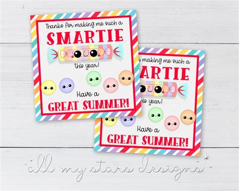 Printable Thanks For Making Me Such A Smartie This Year Have A Great