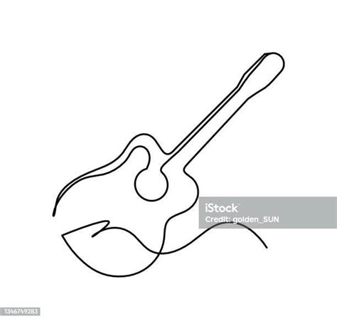 흰색 배경에 연속 라인 그리기로 추상 기타 개념에 대한 스톡 벡터 아트 및 기타 이미지 개념 곡선 교육 Istock