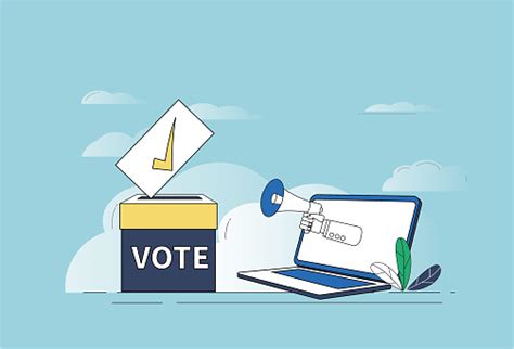 투표함 확성기 컴퓨터 선거를위한 온라인 투표 투표함 확성기 컴퓨터 선거를위한 온라인 투표 Referendum에 대한 스톡 벡터 아트 및 기타 이미지 Istock