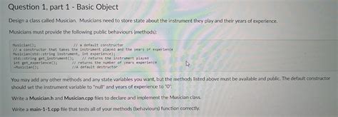 Solved Question 1 Part 1 Basic Object Design A Class