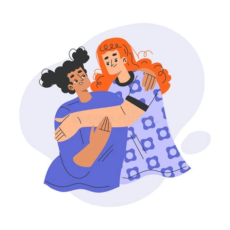 Woman Hugging Feeling Positive Emotion Vector Illustration Stock