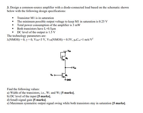 Solved 3 Design A Common Source Amplifier With A