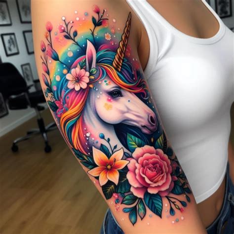 Elegant Unicorn Tattoo Designs Unicorn Tattoo Designs Unicorn Tattoos Bright Colorful Tattoos