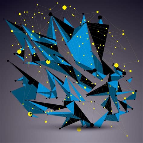 Premium Vector Geometric Blue Polygonal Structure With Yellow Lines