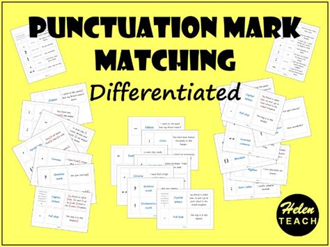 Punctuation Mark Matching Activity Differentiated Teaching Resources