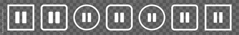 Pause Button Icon White Line Break Buttons Illustration Video Audio Player Navigate Symbol