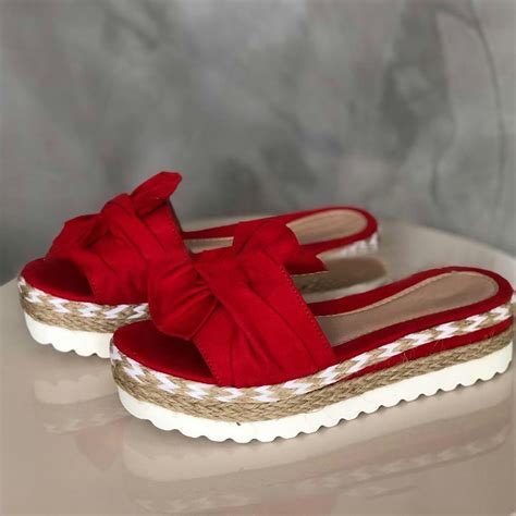 Kaufe Mr Cosandalen Plattform Sandalen Schuhe Frauen Bow Sommer Sandalen Hausschuhe Indoor