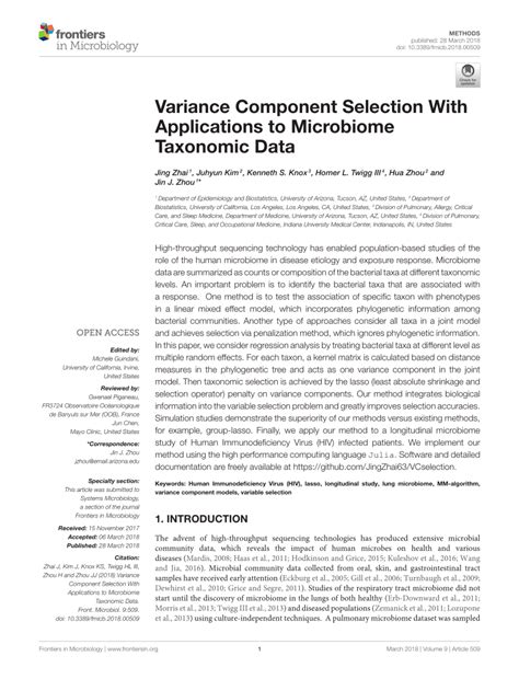 Pdf Variance Component Selection With Applications To Microbiome