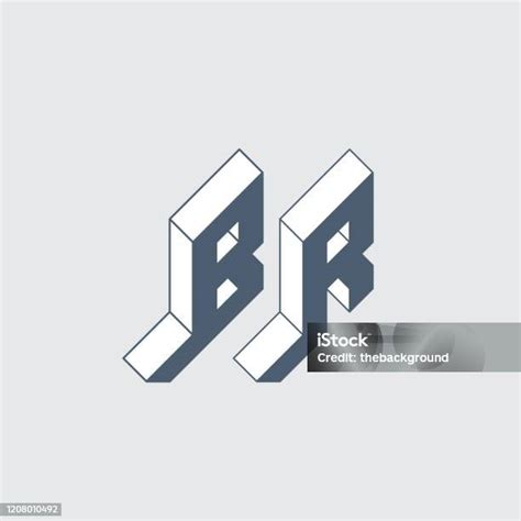 Br รหัส 2 ตัวอักษรสากลของบราซิล B และ R อักษรย่อหรือโลโก้ แบบอักษร 3 มิติไอโซเมตริกสําหรับการอ